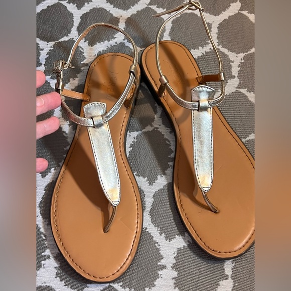 J. Crew | Shoes | J Crew Metallic Gold And Tan Sandals Summer Resort ...